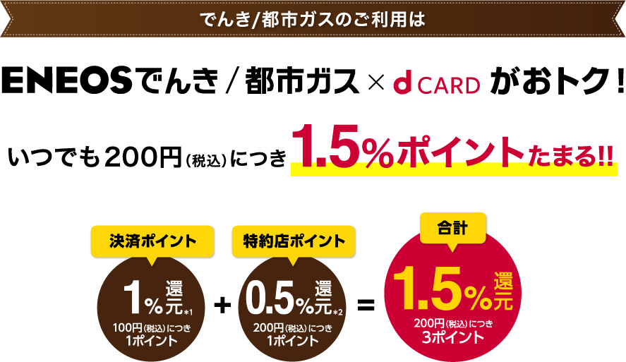 【dカード】ENEOSでんき・都市ガスエントリー＋新規お申込み＋利用料金のdカード決済で5,000、2,000dポイントプレゼント! | キャンペーン