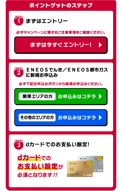 【dカード】ENEOSでんき・都市ガスエントリー＋新規お申込み＋利用料金のdカード決済で5,000、2,000dポイントプレゼント! | キャンペーン